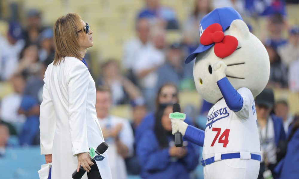Hello Kitty Throws the 1st Pitch on Specially Themed Night at Dodger ...